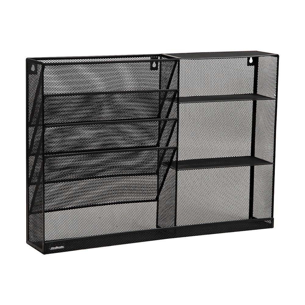 Mind Reader 4-Tier Vertical Wall Mount File Storage with Shelves