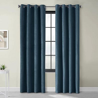 Navar Faux Suede Textured Blackout Window Treatment Grommet Curtain ...