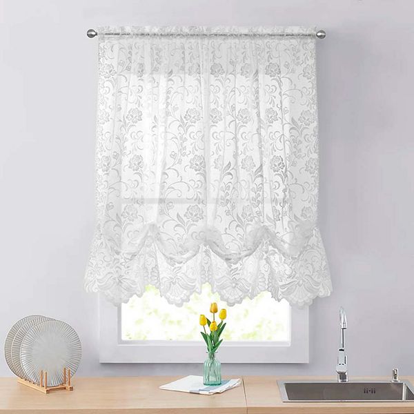 Rod Pocket Timeless Romantic Floral Lace Design Balloon Curtain 55" X ...
