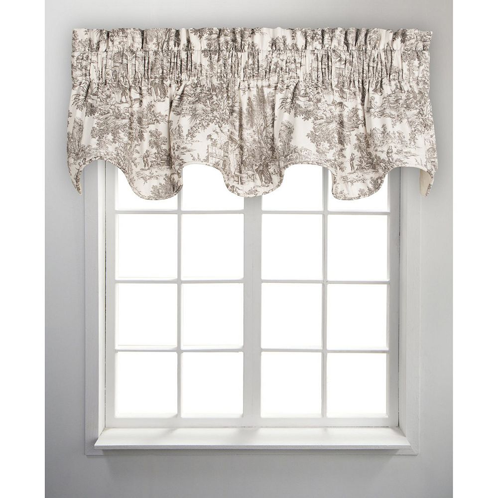Victoria Park Toile Solid Natural Stylish Color Lined Scallop Window ...