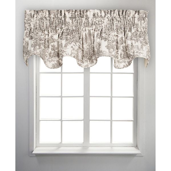 Victoria Park Toile Solid Natural Stylish Color Lined Scallop Window ...