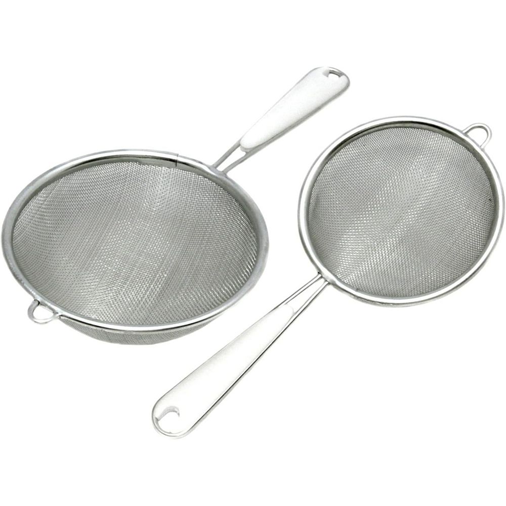 Kitchen Mesh Strainer, 3 and 4 Inch, 2 Piece Set, Stainless Steel