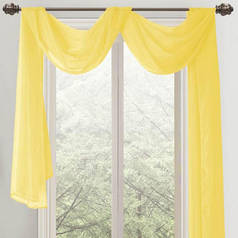 Celine Sheer 55 x 216 in. Sheer Curtain Scarf Valance Neon Yellow