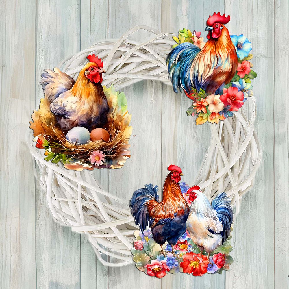 Spring on the Farm Decorative Wooden Clip-on Ornaments Set of 3 by G ...