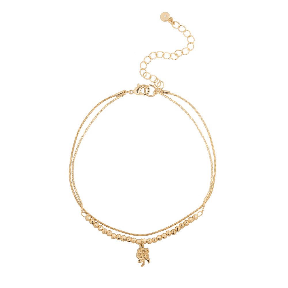 LC Lauren Conrad Two Row Rose Pendant Anklet