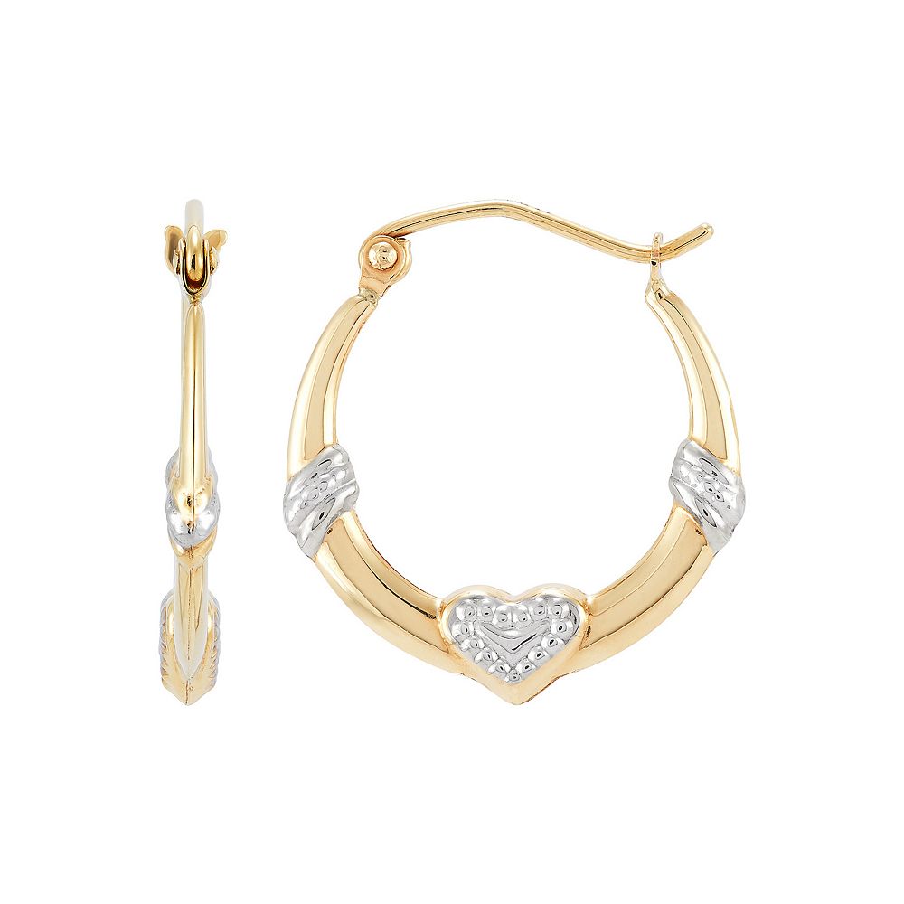 Everlasting Gold 10k Gold Heart Hoop Earrings