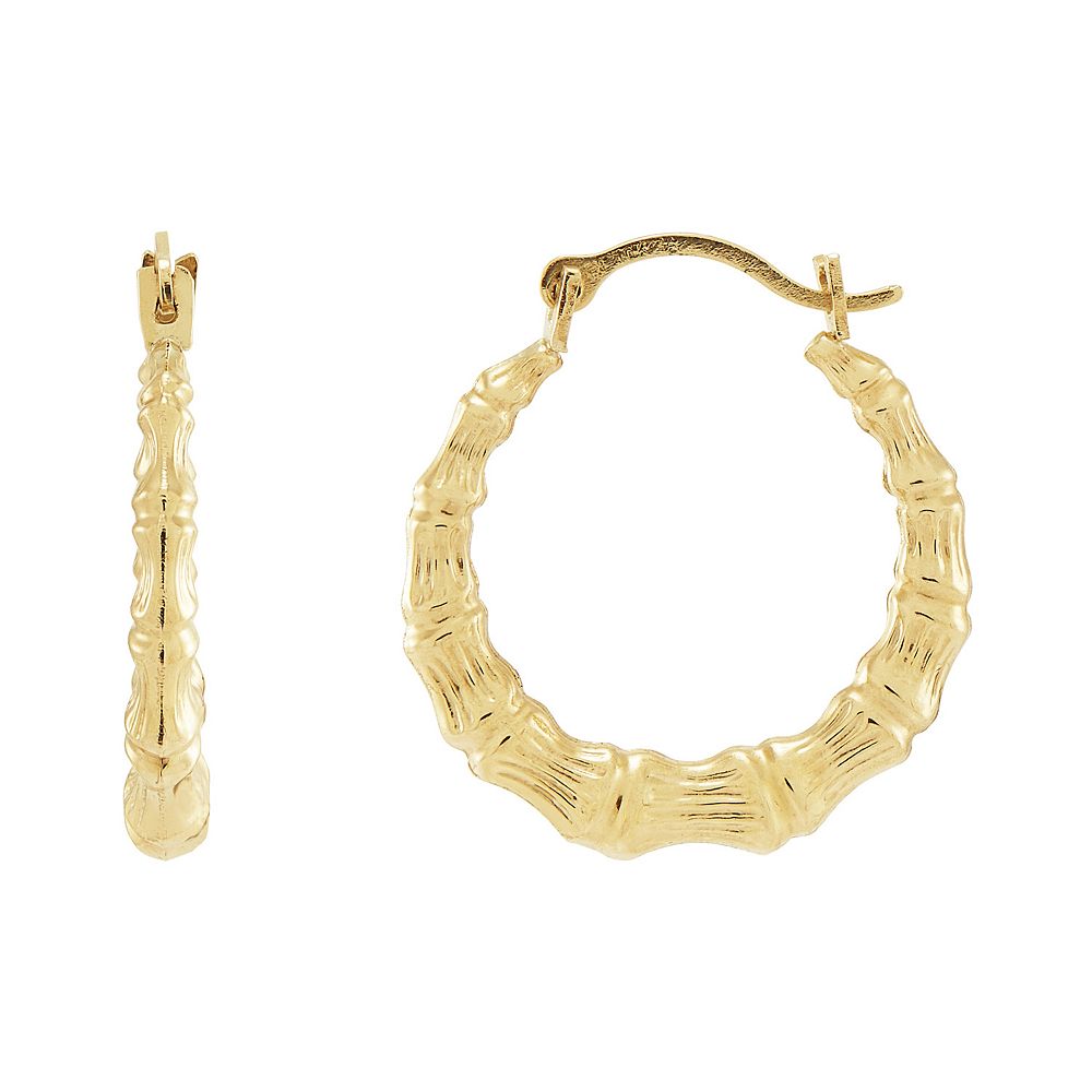 Everlasting Gold 10k Gold Bamboo Hoop Earrings