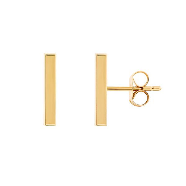 Everlasting Gold 10k Gold Square Stick Stud Earrings