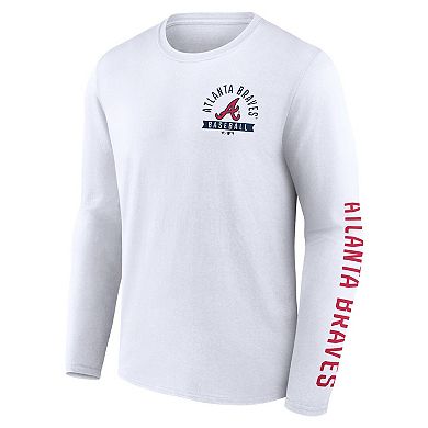 Men's Fanatics White Atlanta Braves Press Box Long Sleeve T-Shirt
