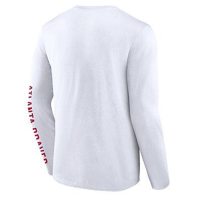 Men's Fanatics White Atlanta Braves Press Box Long Sleeve T-Shirt