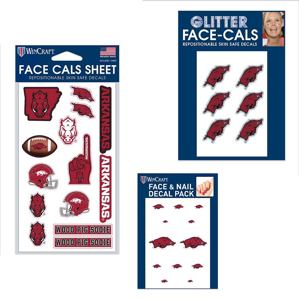 "WinCraft Arkansas Razorbacks 4"" x 7"" Waterless Tattoos Set"