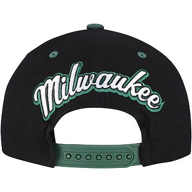 Men's Mitchell & Ness Black/Hunter Green Milwaukee Bucks Backside ...
