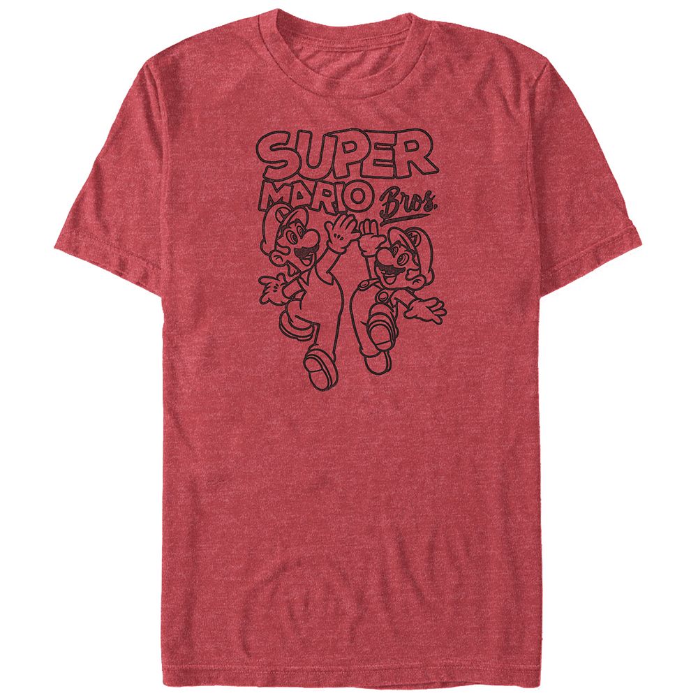 Big & Tall Super Mario Bros And Luigi High Five Graphic Tee