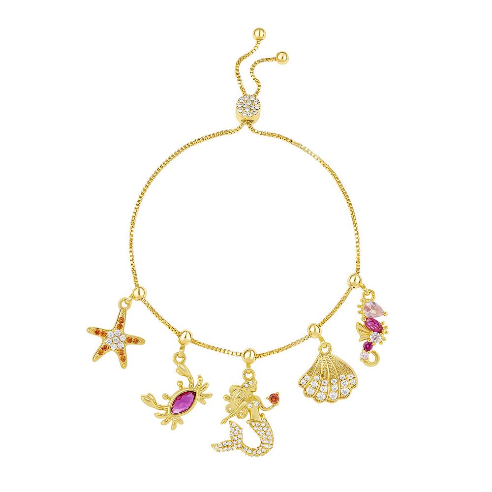 Brilliance 18k Gold Flash Plated Multi Color Cubic Zirconia Mermaid ...