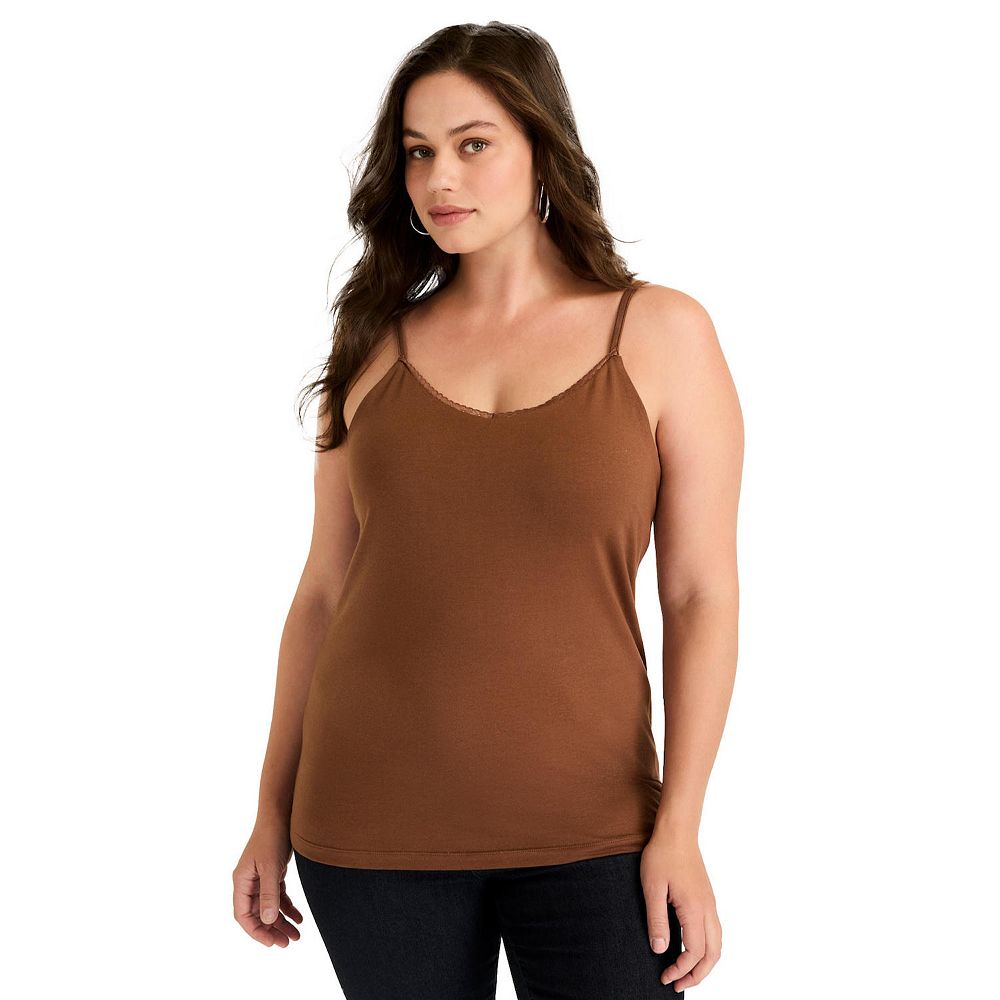 June + Vie Women's Plus Size Lace-Trim Bra Cami