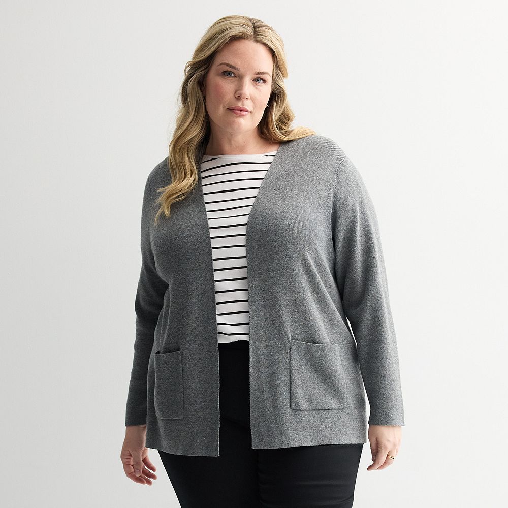 Plus Size Croft & Barrow® Polished Open Front Cardigan