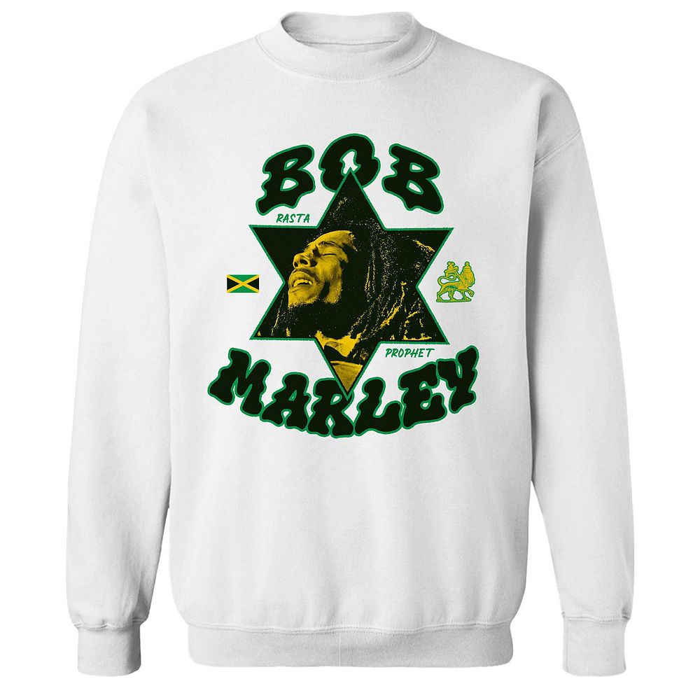 Junior's Bob Marley Rasta Prophet Star Graphic Fleece Sweatshirt