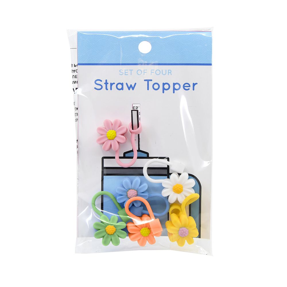 6-pc. Straw Topper Set - Flowers