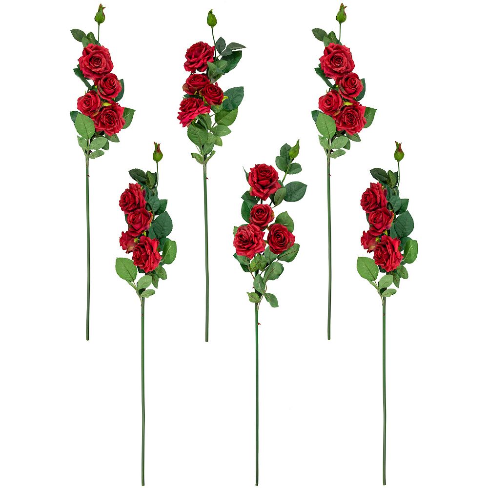 Northlight 6-Piece Real Touch™ Red Artificial Rose Floral Spray