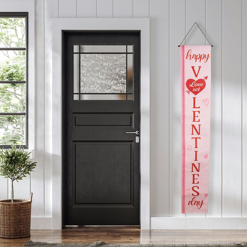 Northlight 2-Piece Pink "Welcome" & "Happy Valentine's Day" Outdoor ...