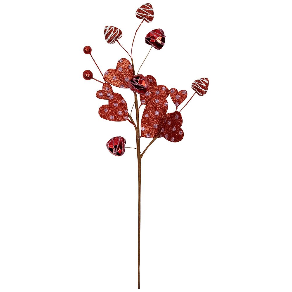 Northlight Valentine's Day Red Shimmering Glitter Heart Artificial Stem