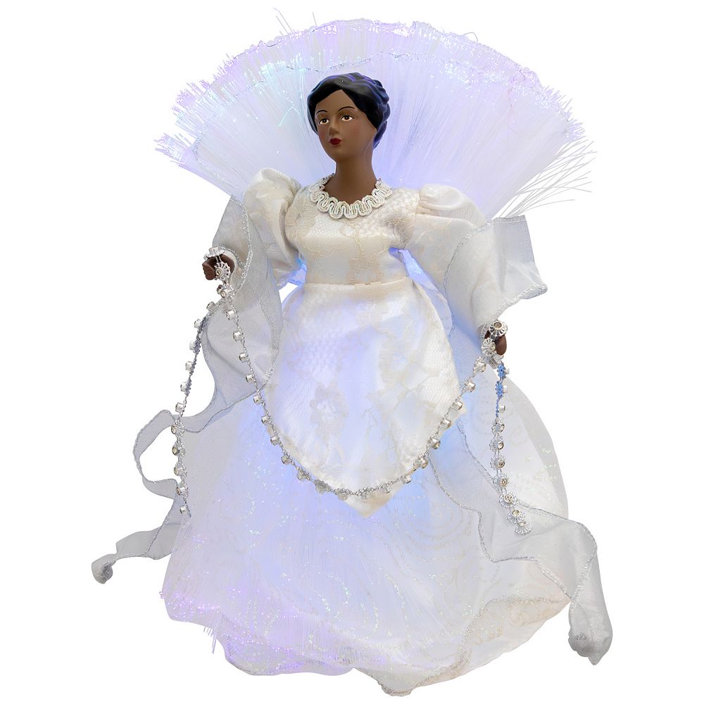 Northlight Lighted Fiber Optic Deep Skin Tone Angel Christmas Tree Topper