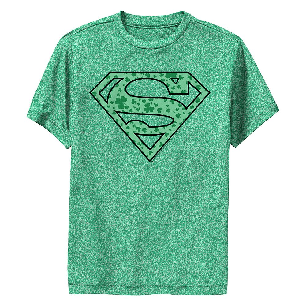 Boys 8-20 DC Comics Superman Clover Print Logo Graphic Performance Tee