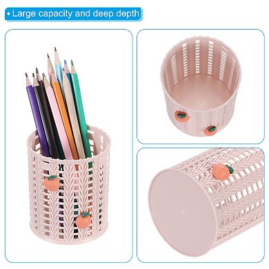 Pencil Holder, Plastic Pen Holder Cute Pencil Holders Orange Mesh