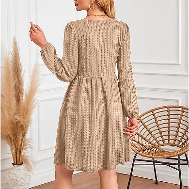 Women Dresses Fashion Solid Color Elegant Texture Casual with Long ...