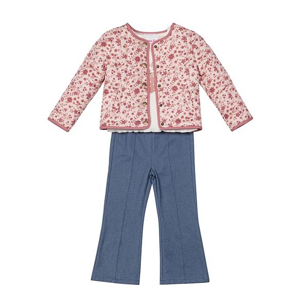 Baby & Toddler Girl Little Lass 3-pc. Floral Jacket, Long Sleeve Top ...
