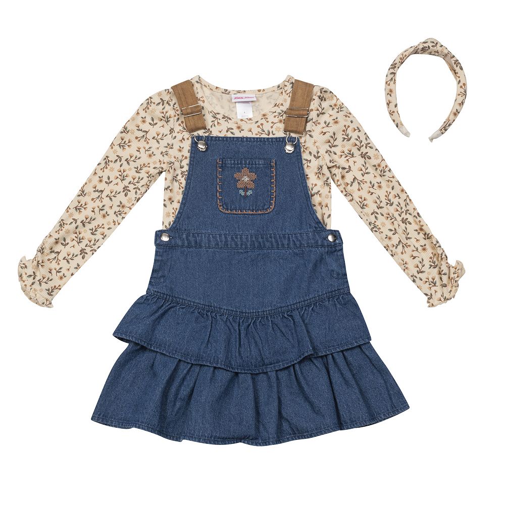Girls 4-6x Little Lass 3-pc. Jumper, Long Sleeve Tee & Headband Set
