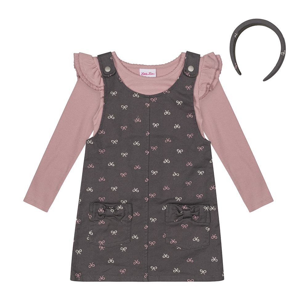 Girls 4-6x Little Lass 3-pc. Jumper, Long Sleeve Tee & Headband Set