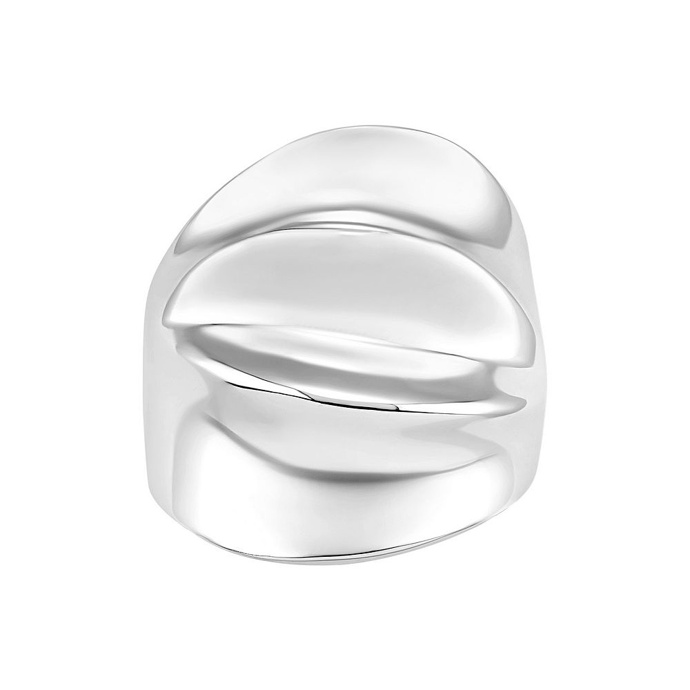 PRIMROSE Fine Silver Plated Polished Wrinkle Band Ring