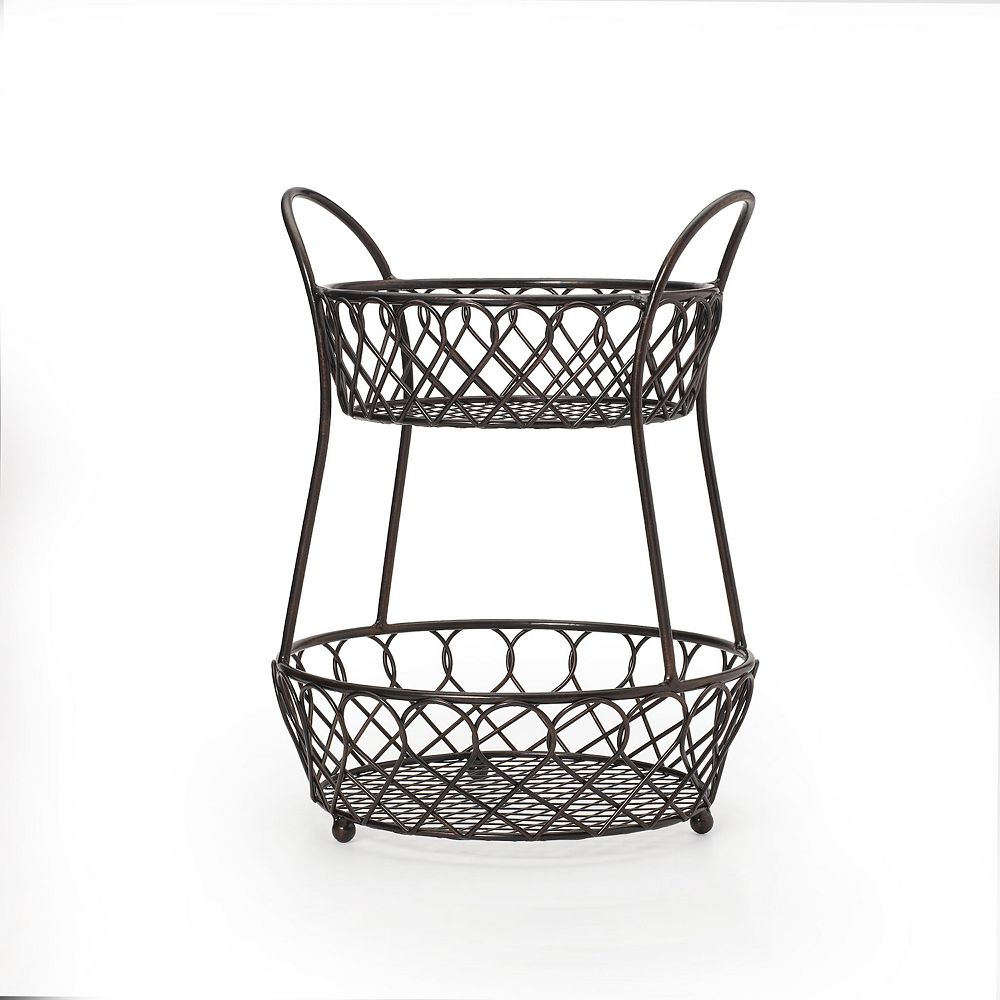 Gourmet Basics Loop and Lattice 2-Tier Wire Basket