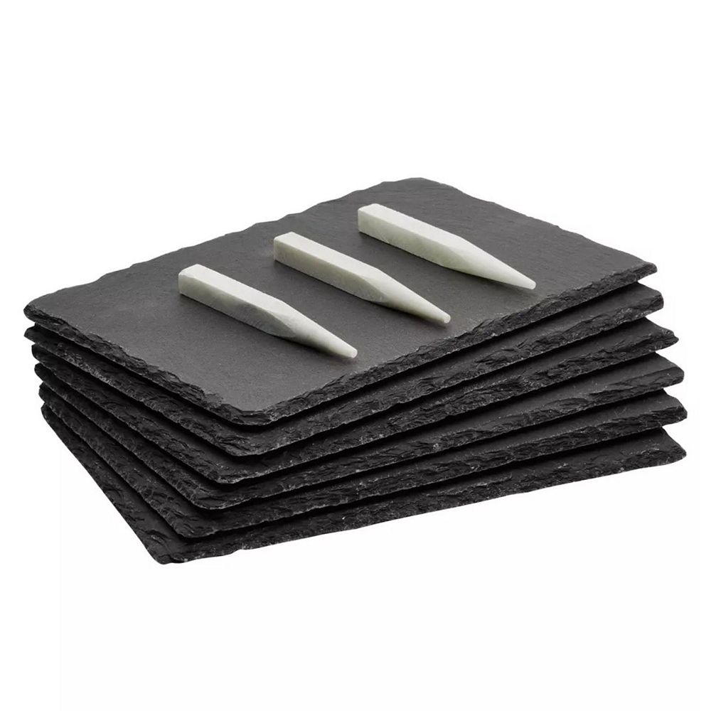 Mini Slate Charcuterie Boards With Chalk 6" x 9" 6 Packs