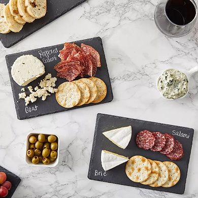 Mini Slate Charcuterie Boards With Chalk 6" x 9" 6 Packs