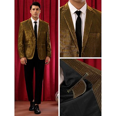 Shiny Tuxedo for Men's Blazer Disco Prom Party Wedding Metallic Dinner ...