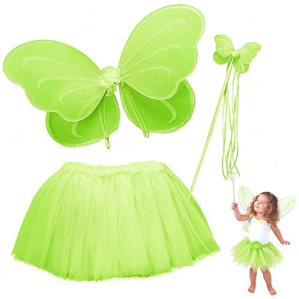 Fairy Princess Tutu Costume Set, Includes Glittery Sparkle Wings, Tutu ...