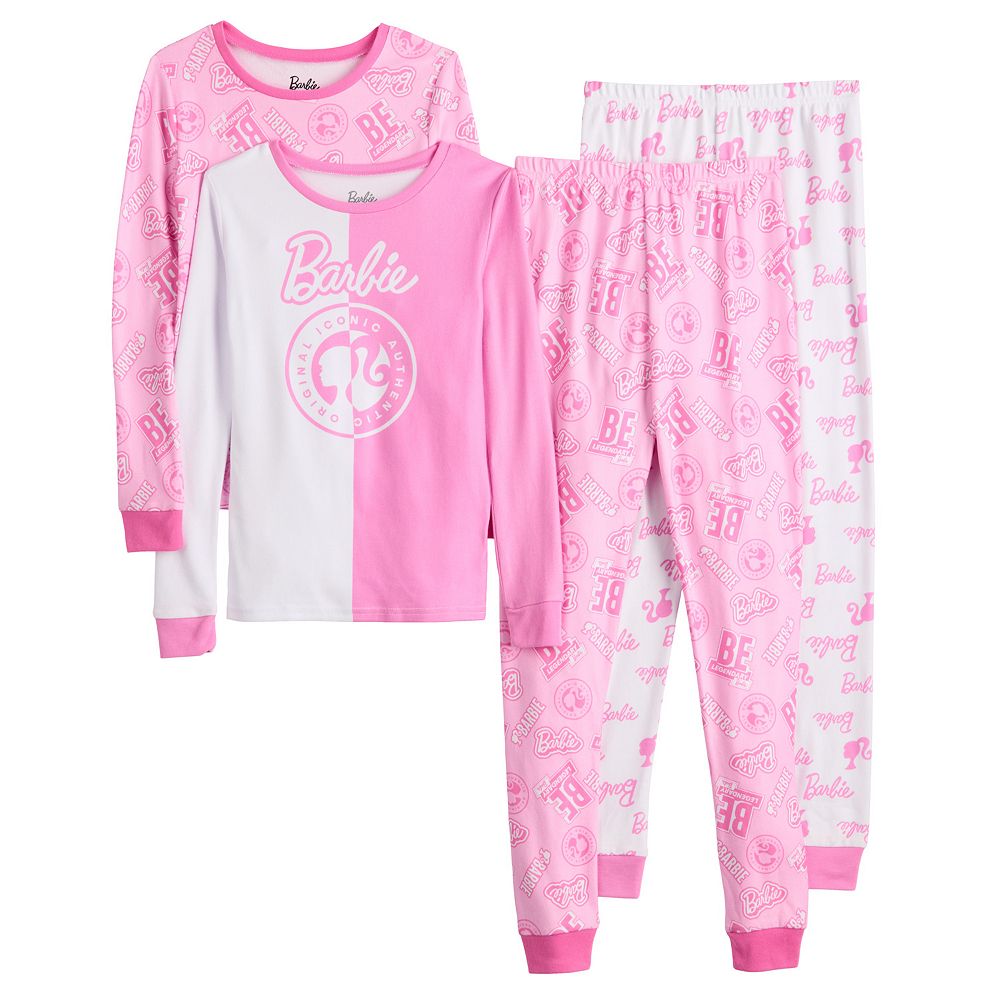 Girls 4-10 Barbie® 4-pc. Snug Fit Long Sleeve Pajama Tops & Pajama ...