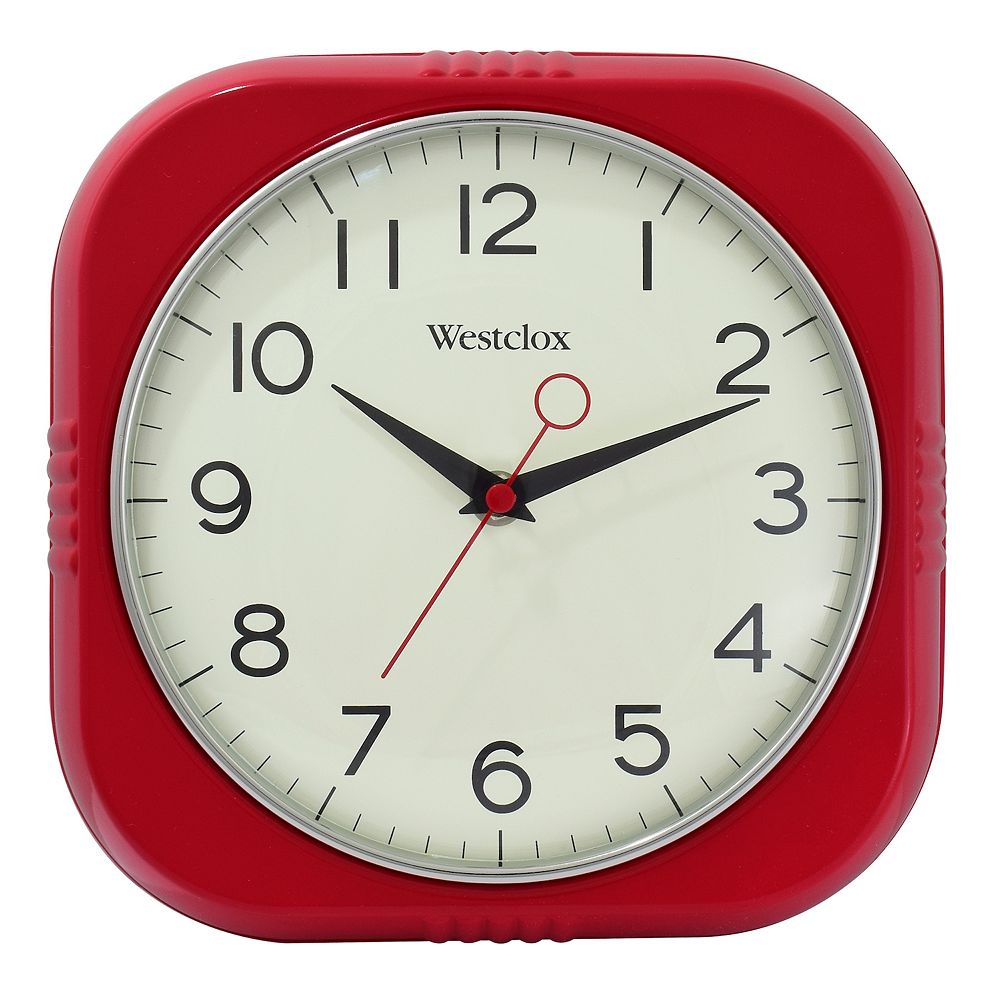 Westclox 9.5 in. Red Square Retro Wall Clock