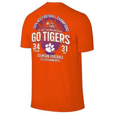 Men s Orange Clemson Tigers 2024 ACC Football Conference Champions Score T Shirt