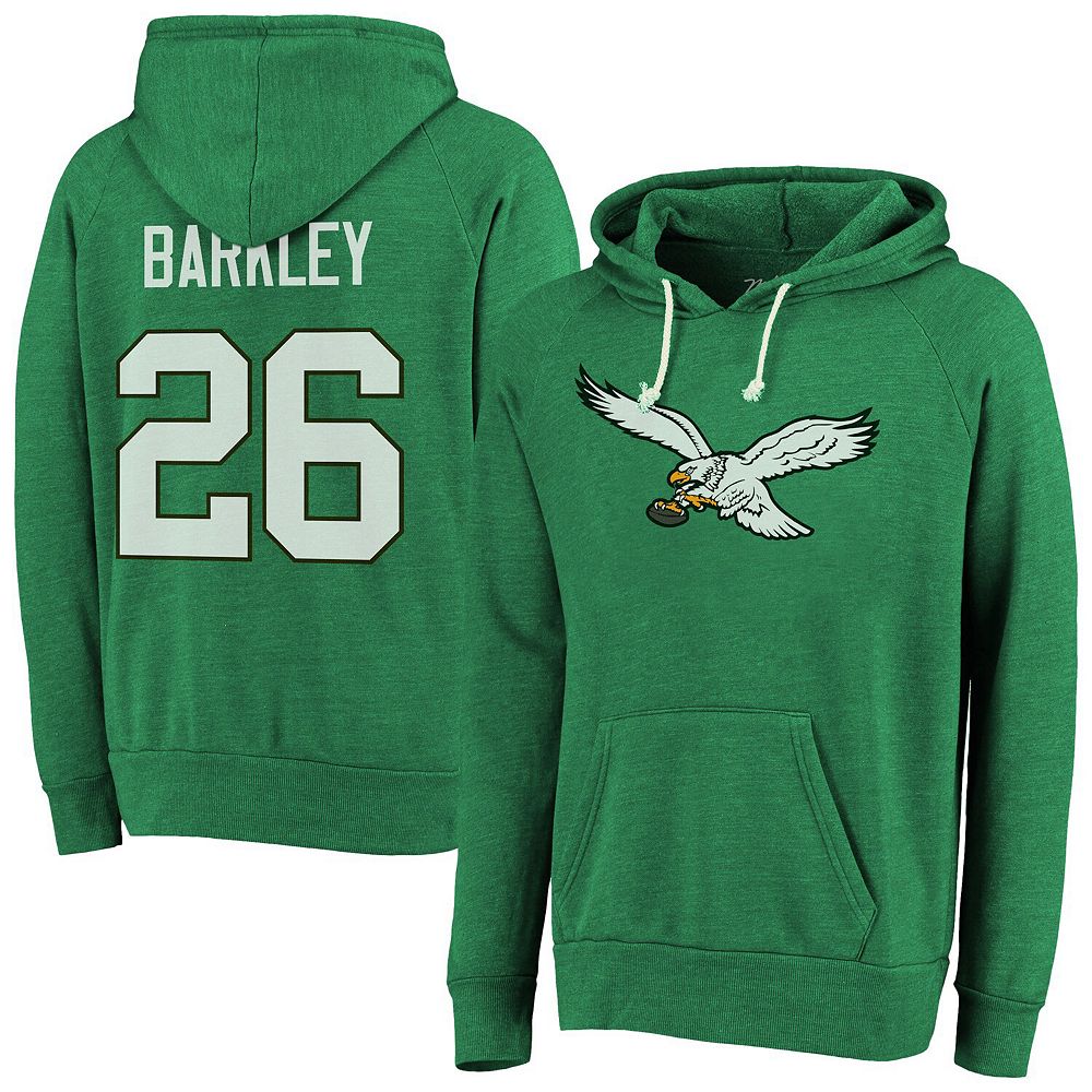 Men's Majestic Threads Saquon Barkley Kelly Green Philadelphia Eagles Name & Number Tri-Blend ...