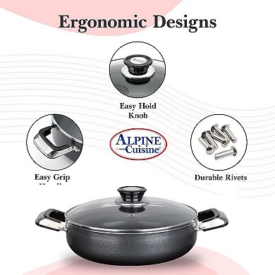 Alpine Cuisine 3 Quart Non-stick Stock Pot With Tempered Glass, Multi ...