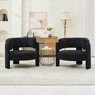 Modern Relvet Accent Chair with Spacious Round Seat for Living Room