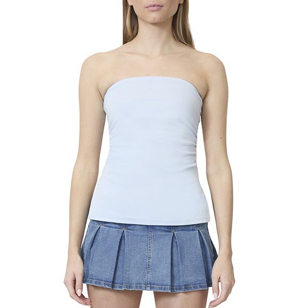 Juniors' madden girl Side Ruched Split Hem Tube Top