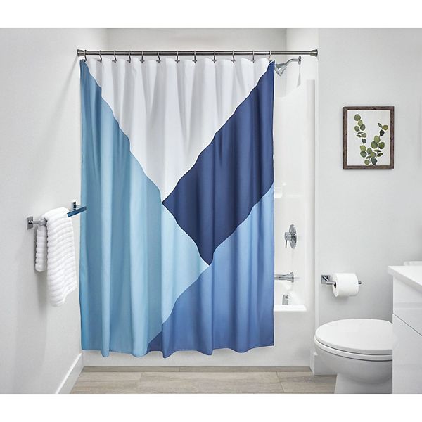 iDesign Color Block Shower Curtain – 11.6” L x 9.4” W x 1.75” H, White ...