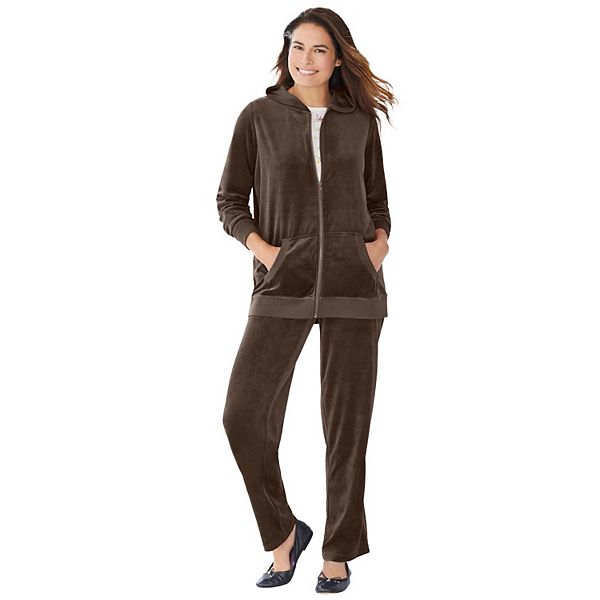 Woman Within Plus Size 2-Piece Velour Hoodie Set