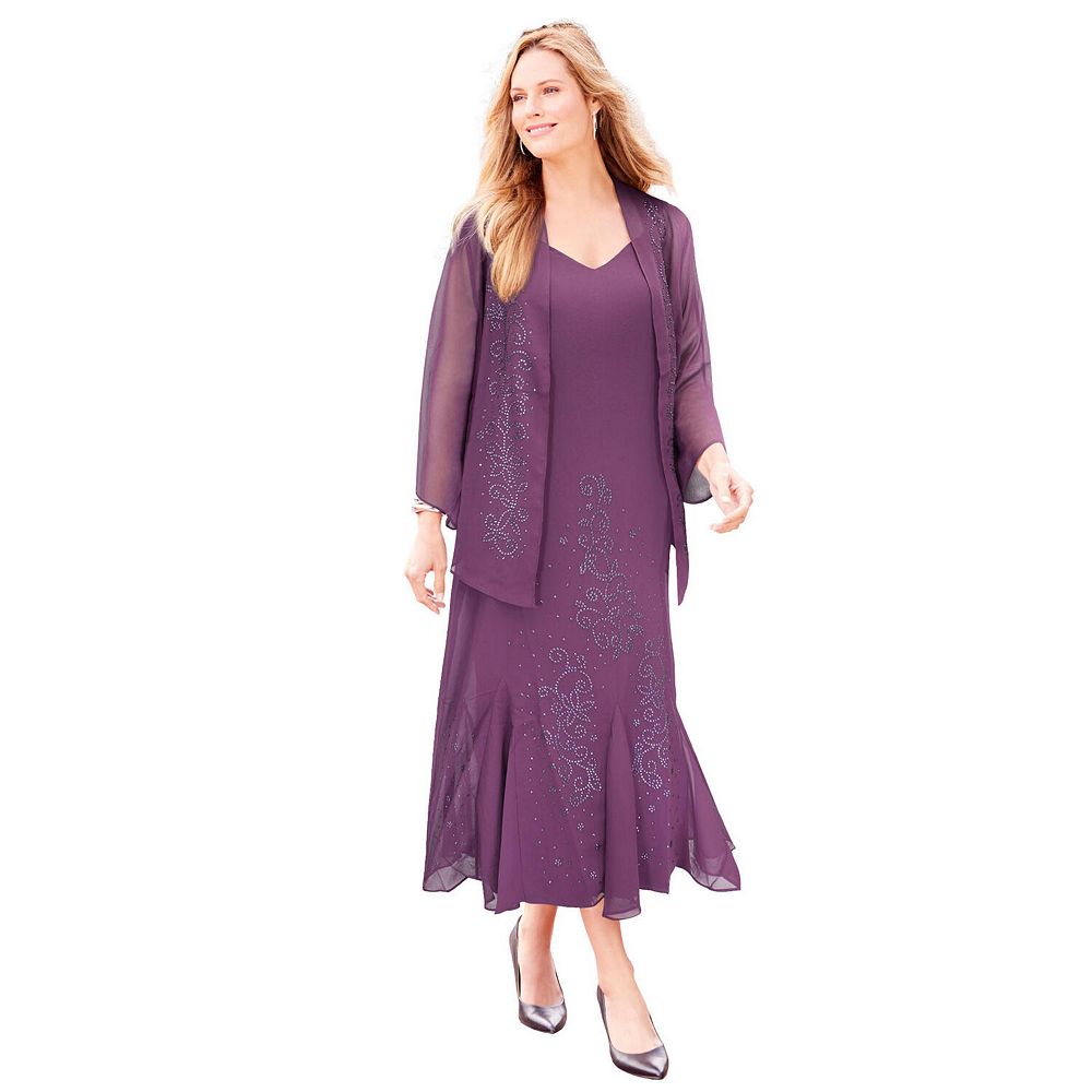 Catherines Women's Plus Size Petite Masquerade Beaded Dress Set