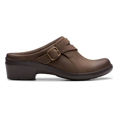 Clarks® Angie Braley Women's Leather Mule with Buckle Detail