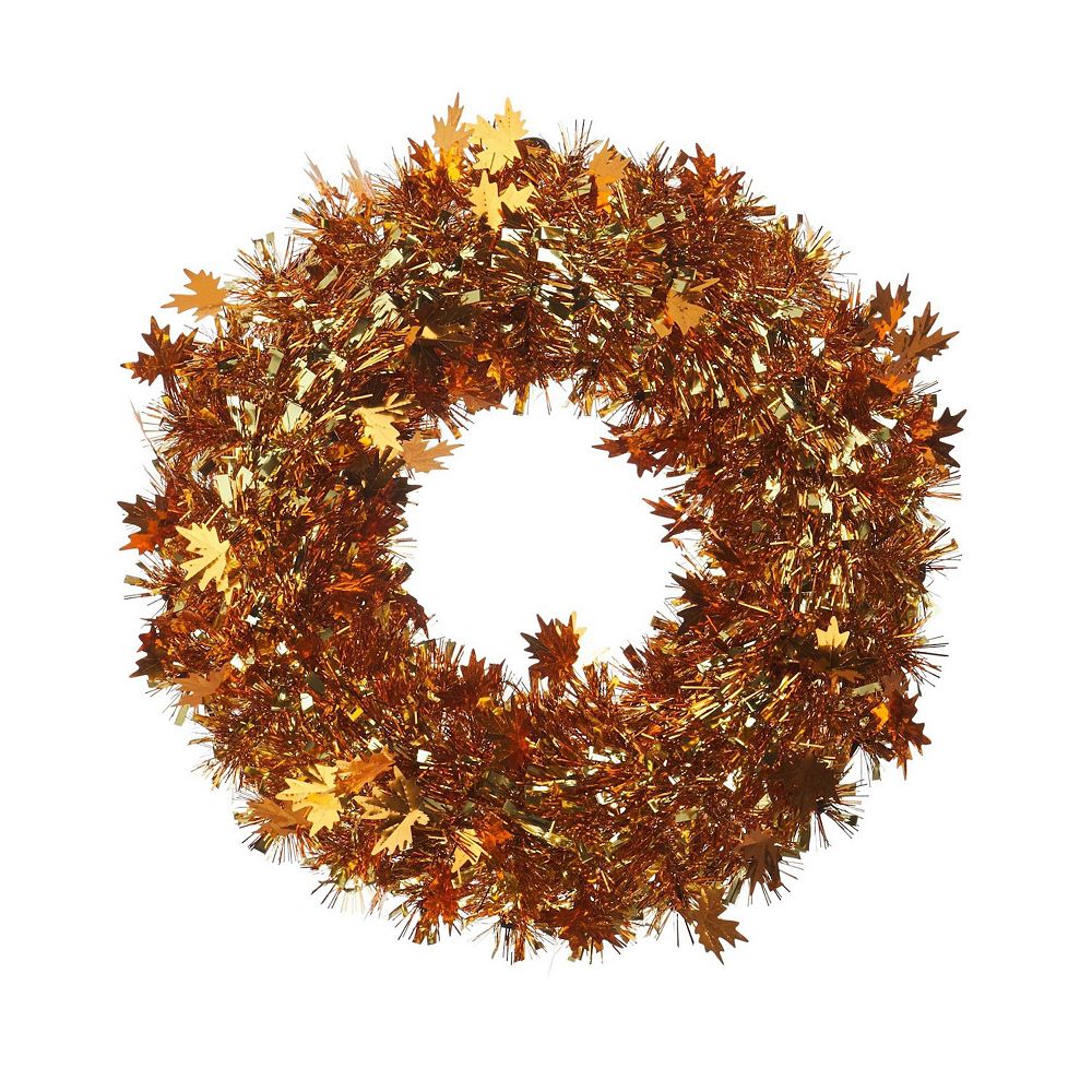 Celebrate Together™ Fall Polypropylene Tinsel Wreath with Fall Leaves